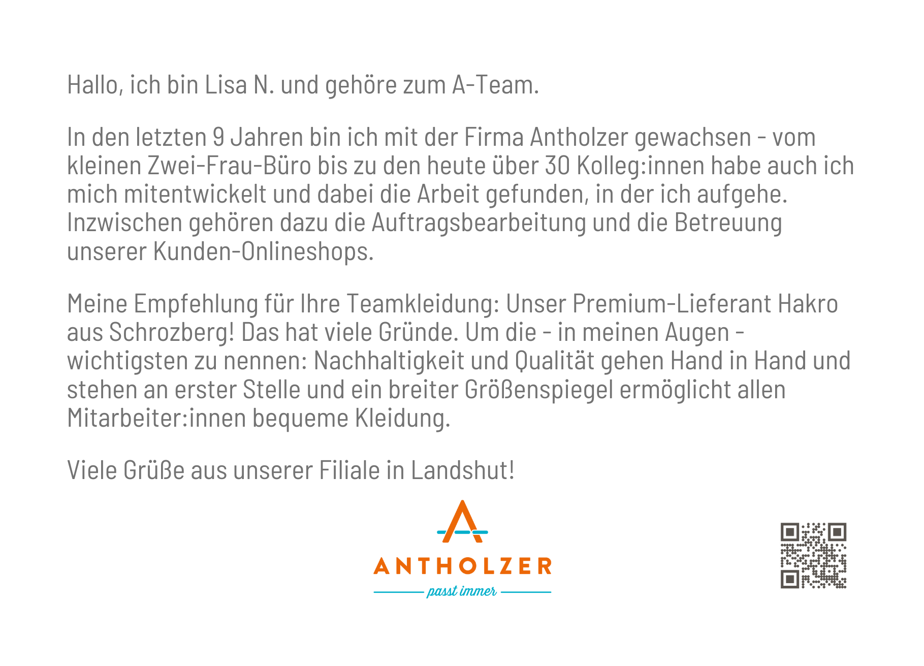A-TEAM | LISA | BACKOFFICE | Antholzer - passt immer